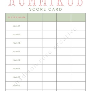 Rummikub Score Card Digital Download - Etsy