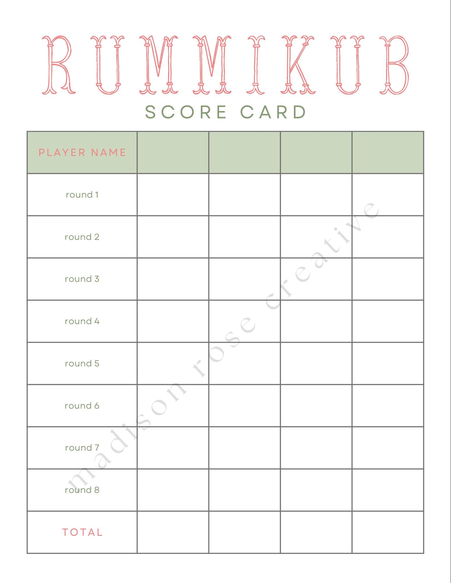 Rummikub Score Card Digital Download - Etsy