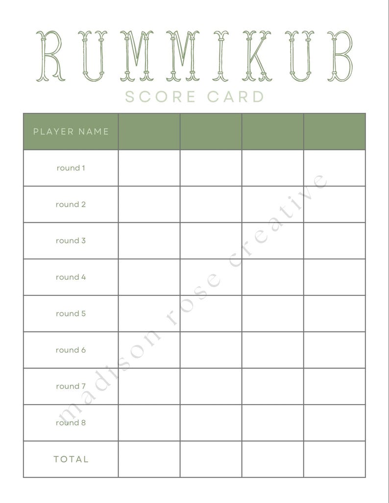 Rummikub Score Card Digital Download - Etsy