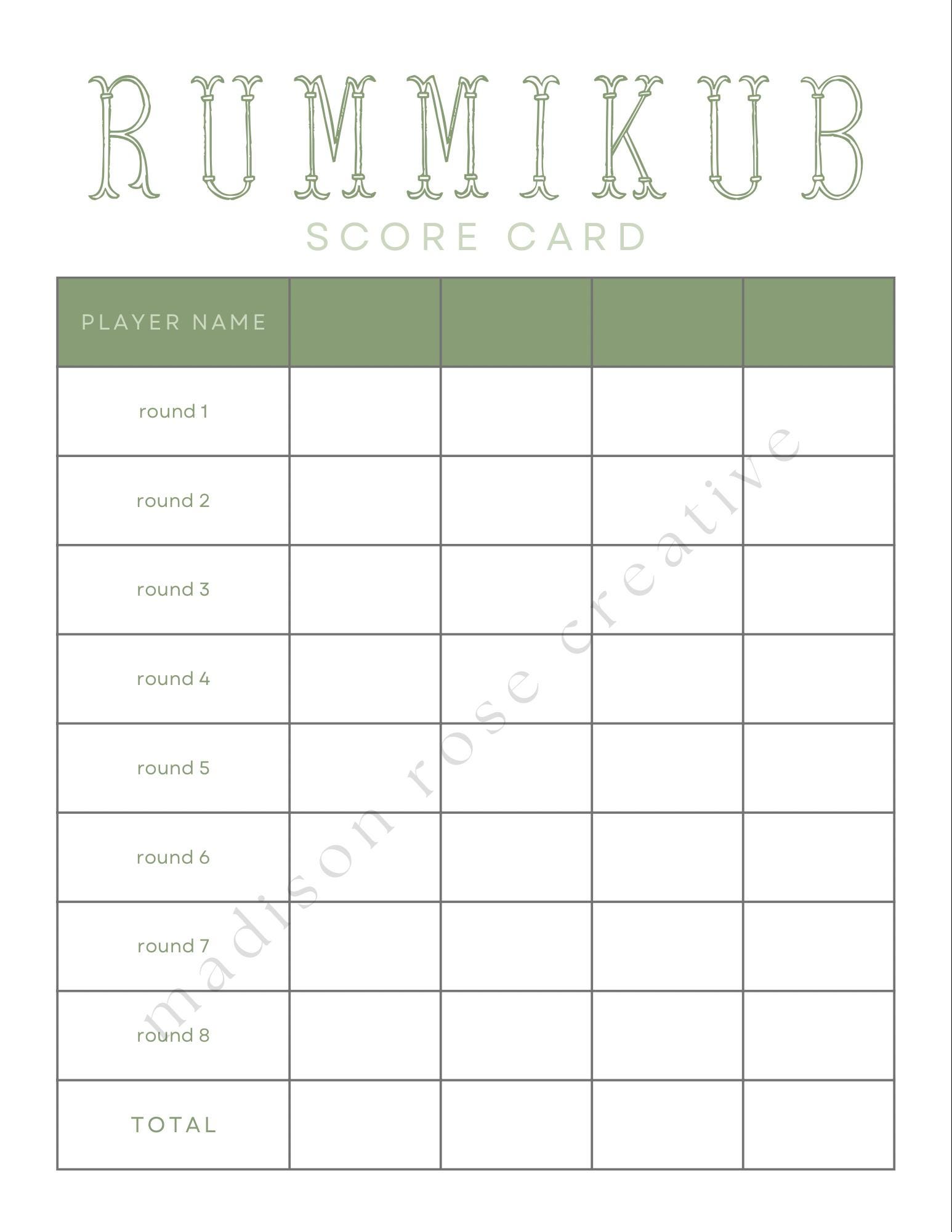 Rummikub Score Card Digital Download - Etsy