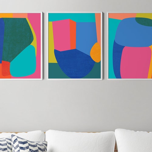 Colorful Abstract Art Abstract Set of 3 Prints Colorful - Etsy