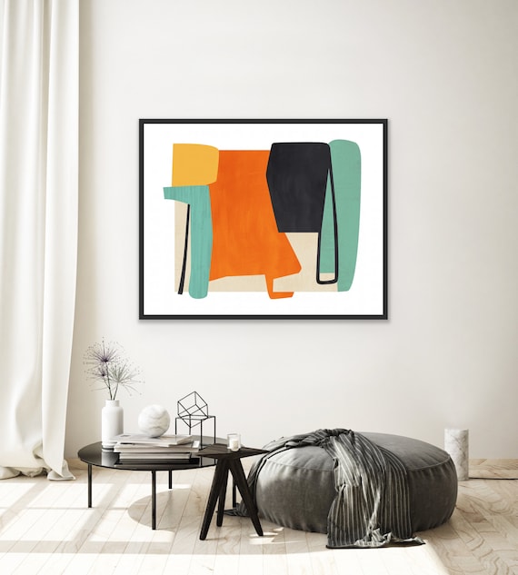 Framed Abstract Wall Art Modern Art Print for Bedroom or | Etsy
