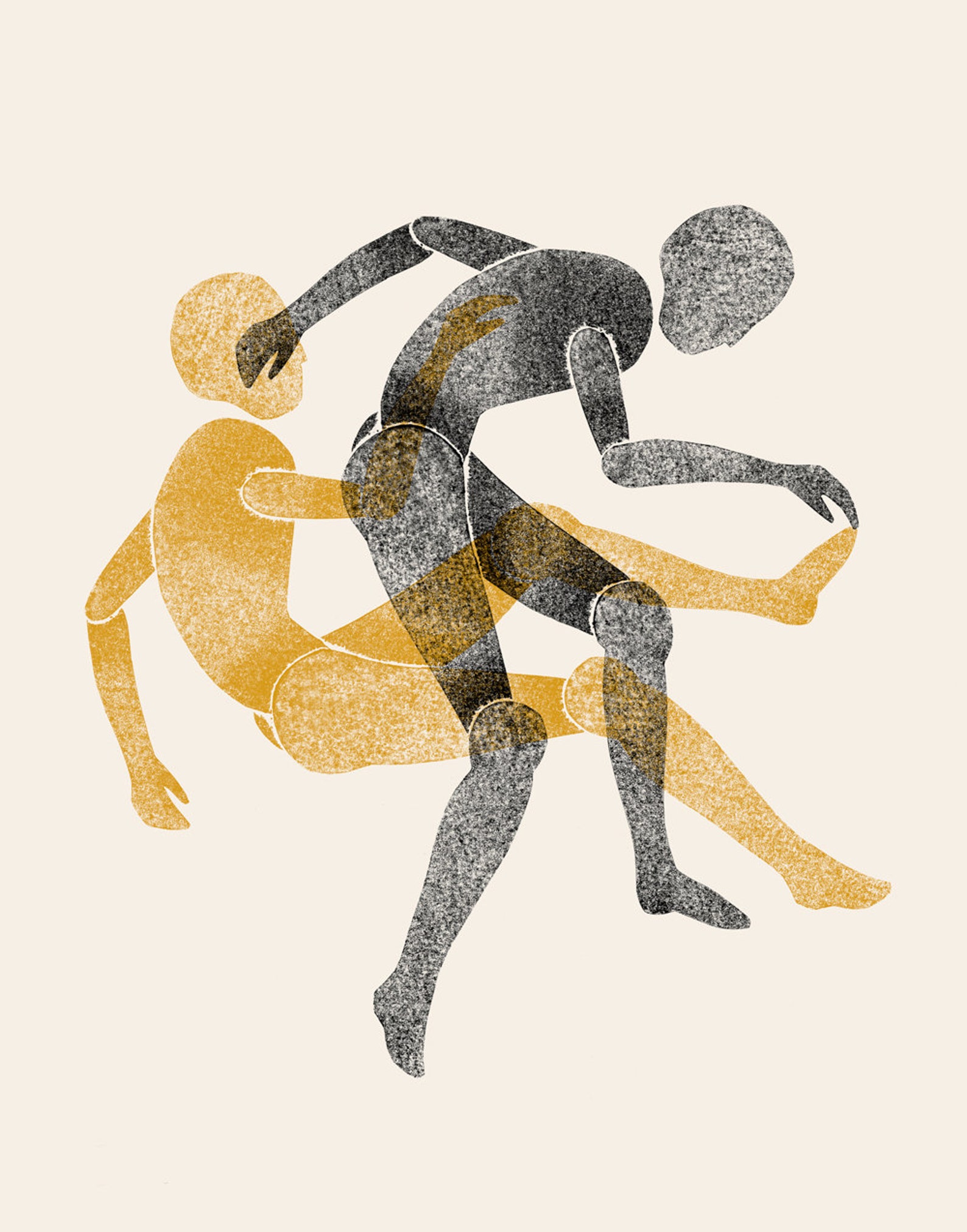 Framed Print Set of 2 Abstract Figures Wall Art Dancing Art - Etsy