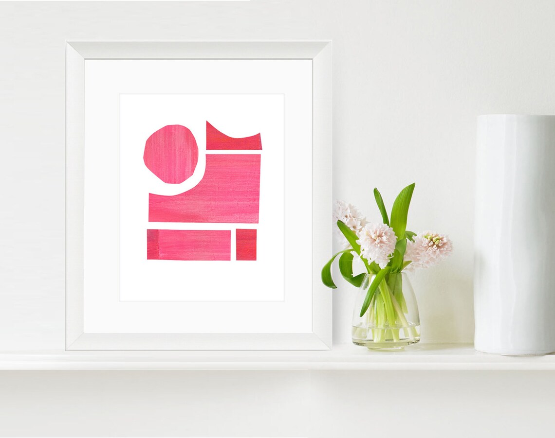 Pink Wall Art Mid Century Modern Print Pink Abstract Art - Etsy
