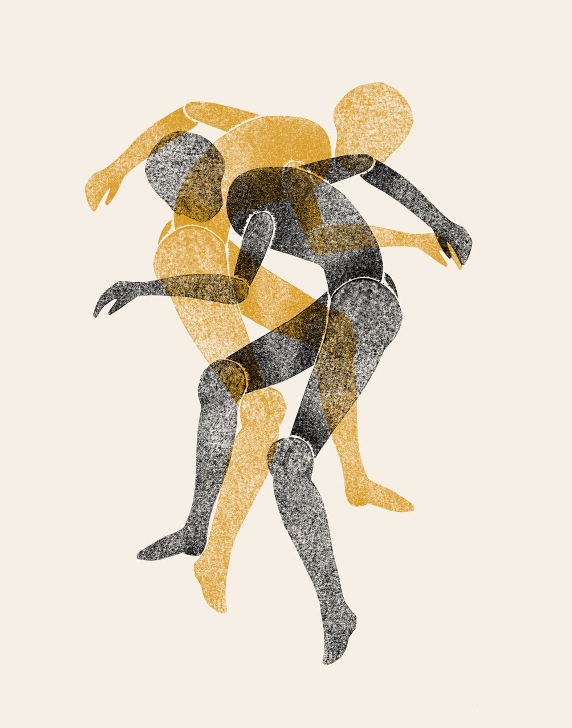 Framed Print Set of 2 Abstract Figures Wall Art Dancing Art - Etsy