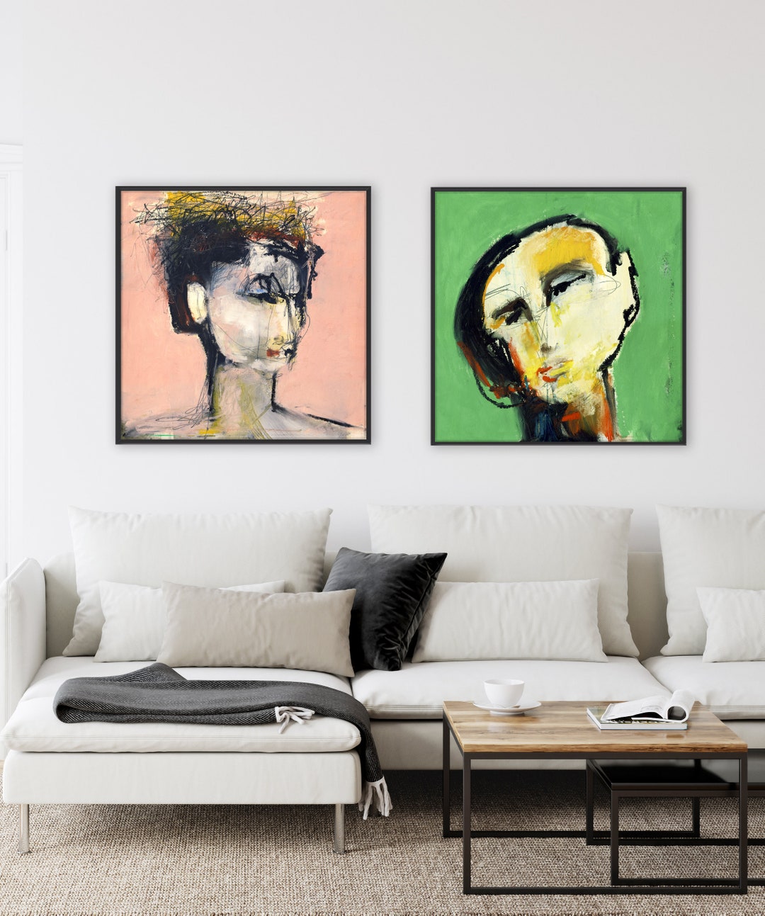 Framed Abstract Portrait Print Set - Etsy