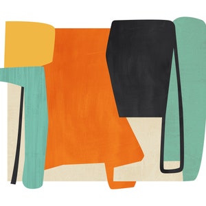 Mid Century Modern Print, Abstract Wall Art, Modern Art Print, Printed ...