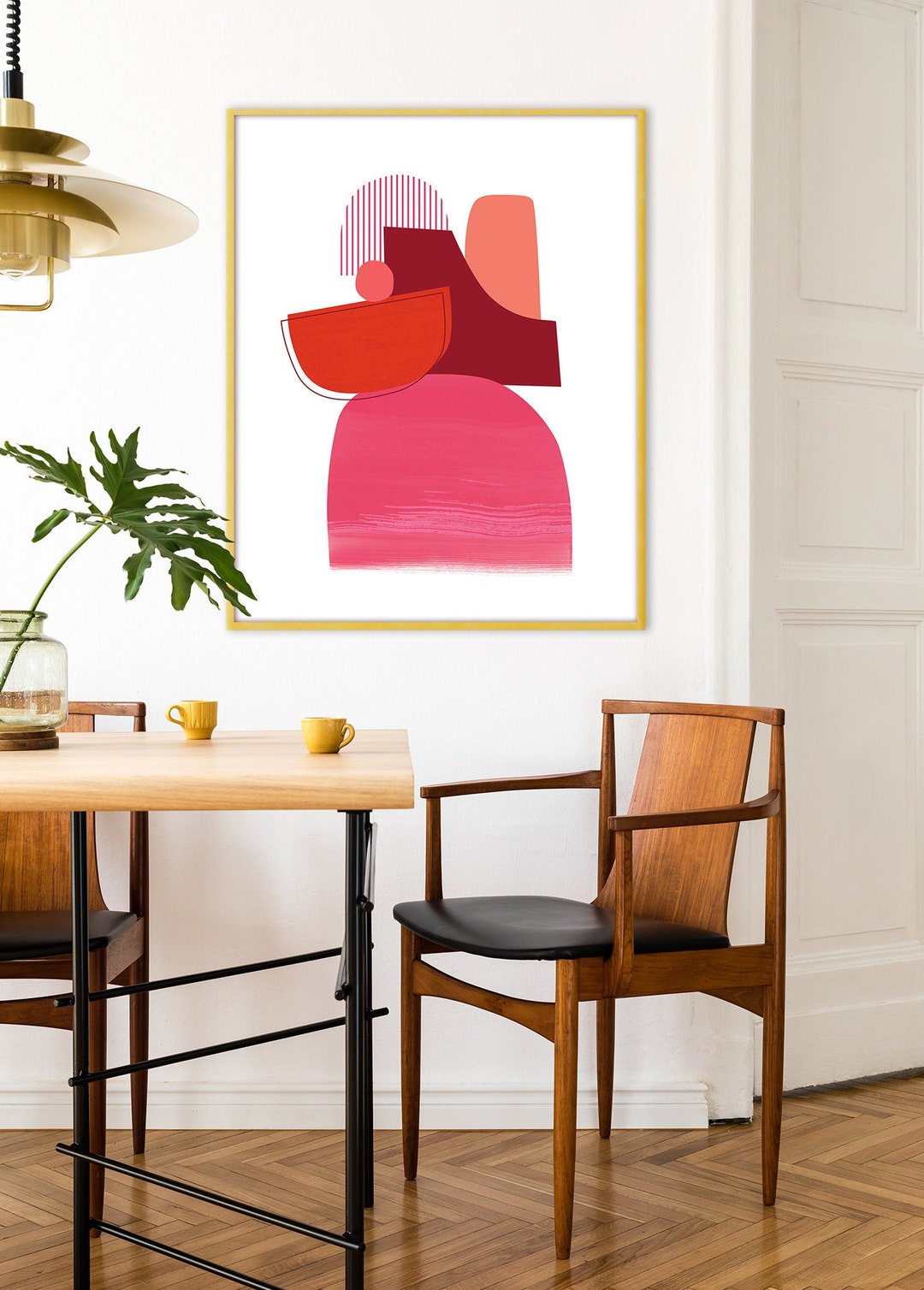 Red Contemporary Art, Abstract Art Print, Mid Century Decor, Modern ...