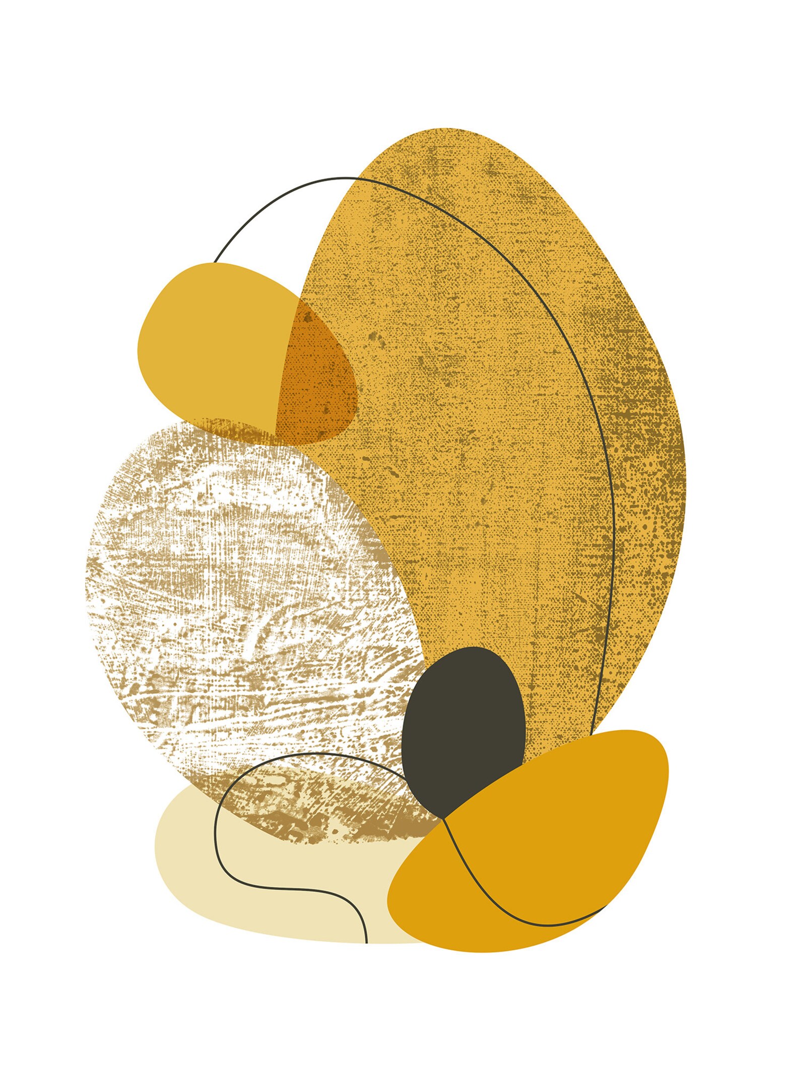 Modern Ochre Print Set of 3 Printed Abstract Art for Your Mid | Etsy