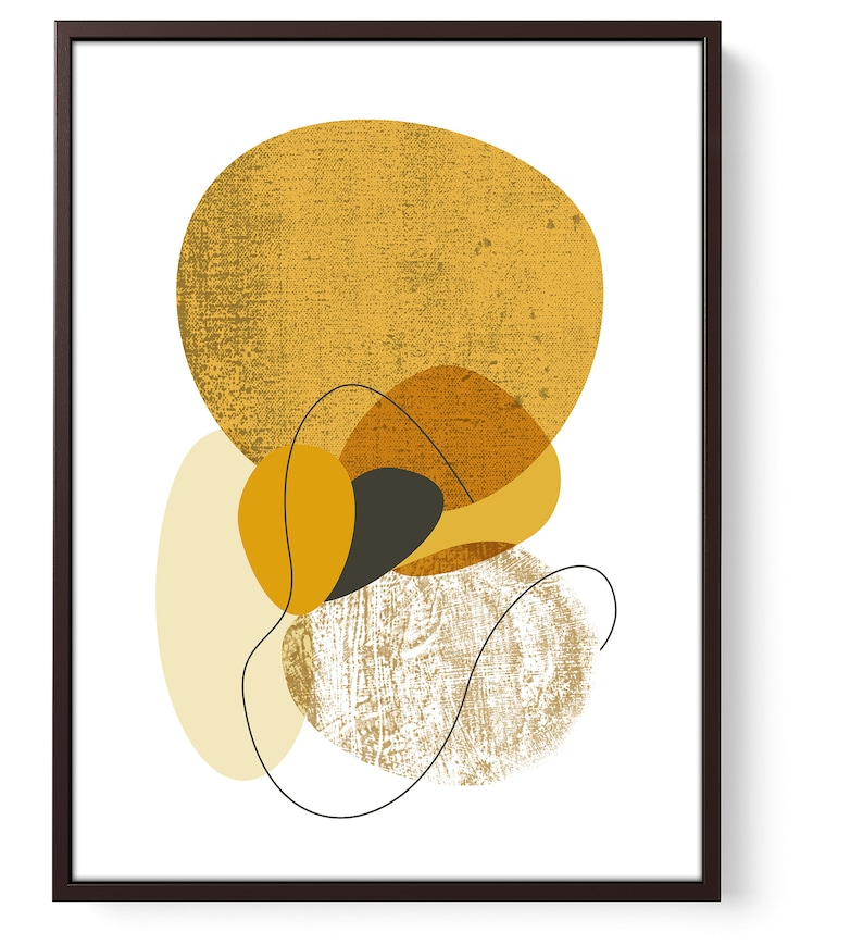 Modern Abstract Print Contemporary Wall Art in Ochre and | Etsy