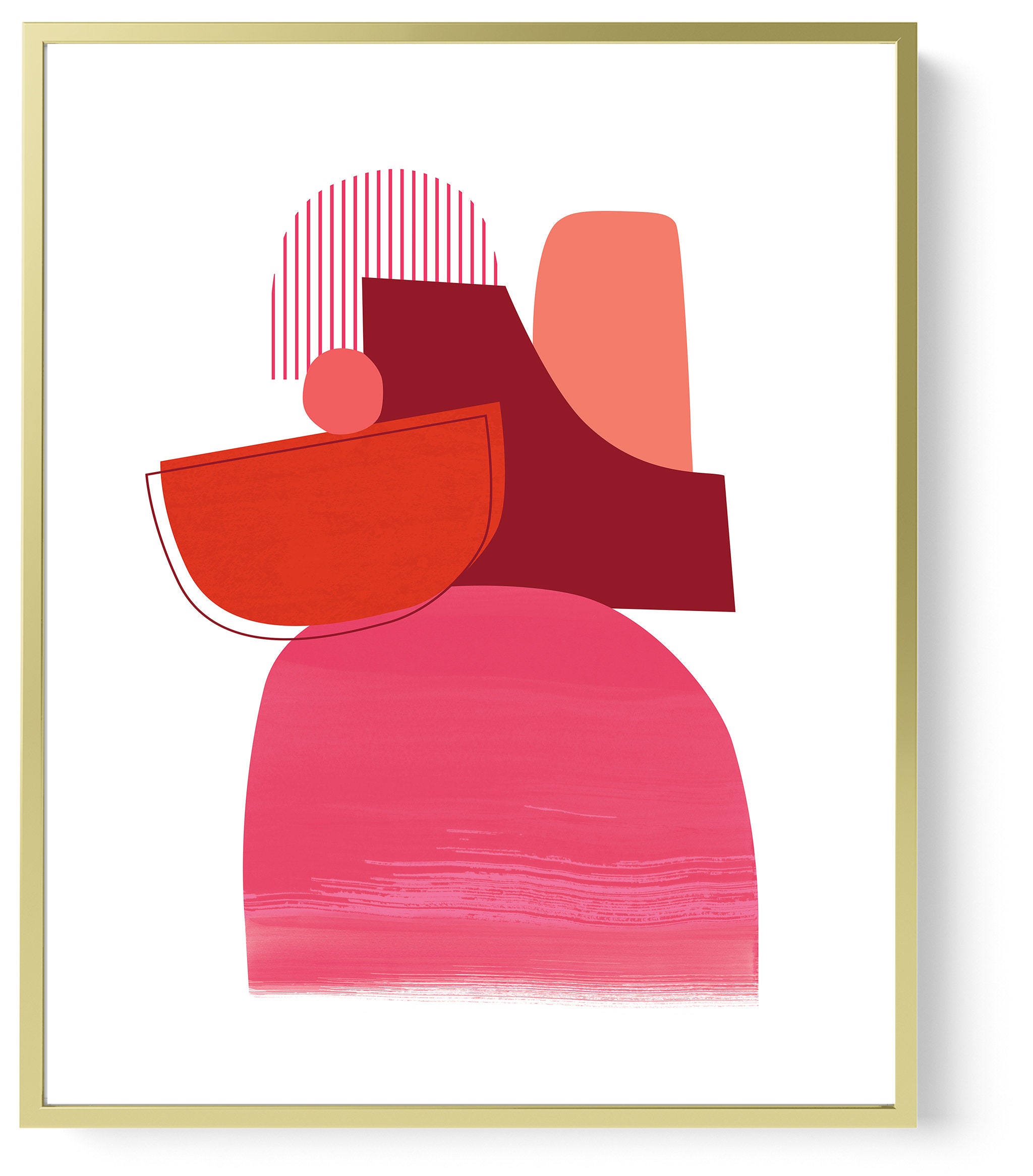 Red Contemporary Art, Abstract Art Print, Mid Century Decor, Modern ...