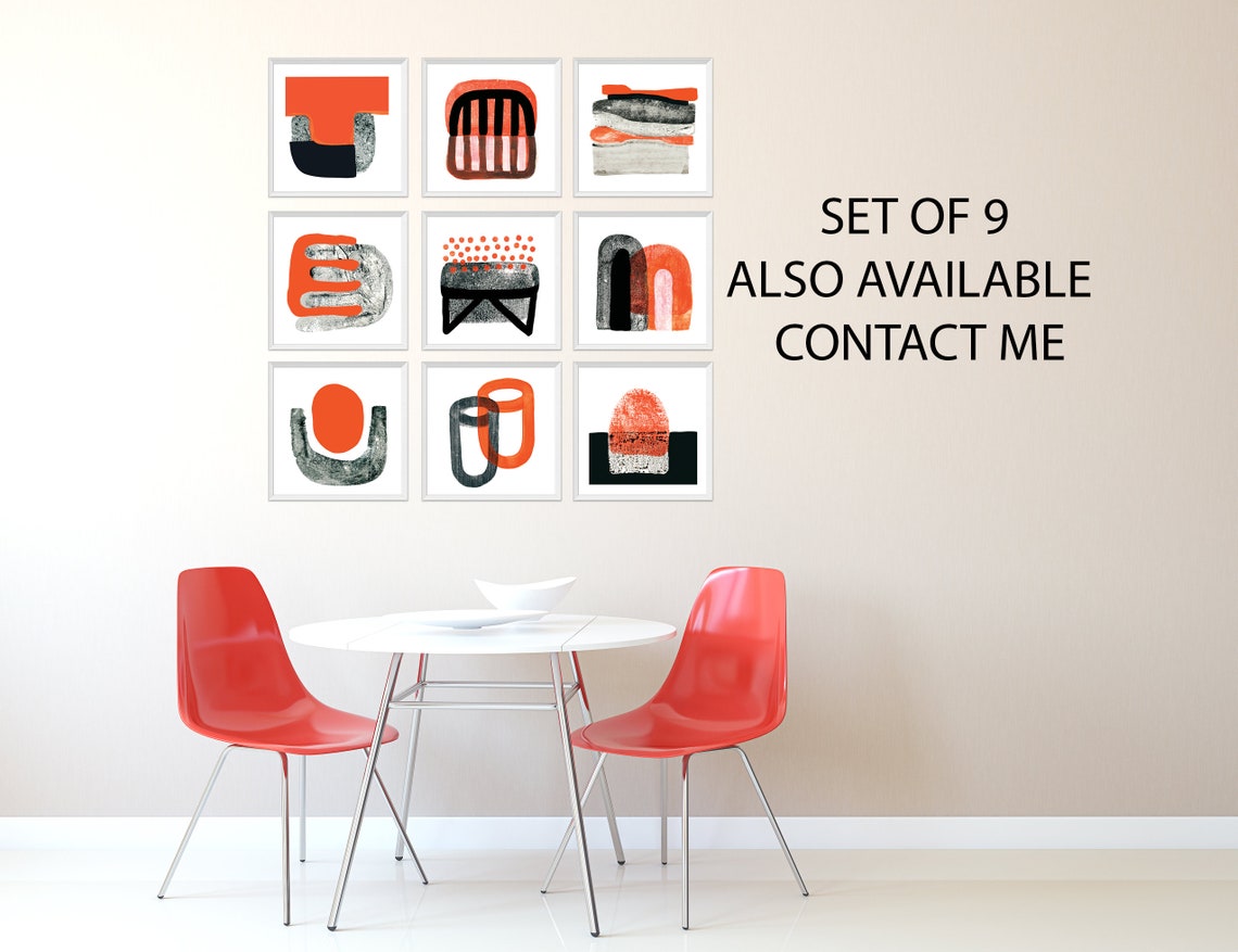 Set of 3 Mid Century Prints Modern Art Print Set Extra Large - Etsy