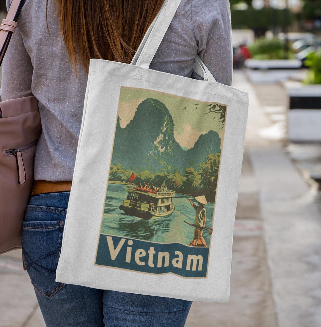 Vietnam Tote Bag in Various Colours Vintage Travel Poster Print - Etsy