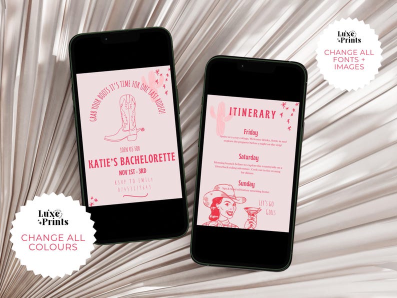 Last Rodeo Bachelorette Invitation & Itinerary Editable Western-themed ...