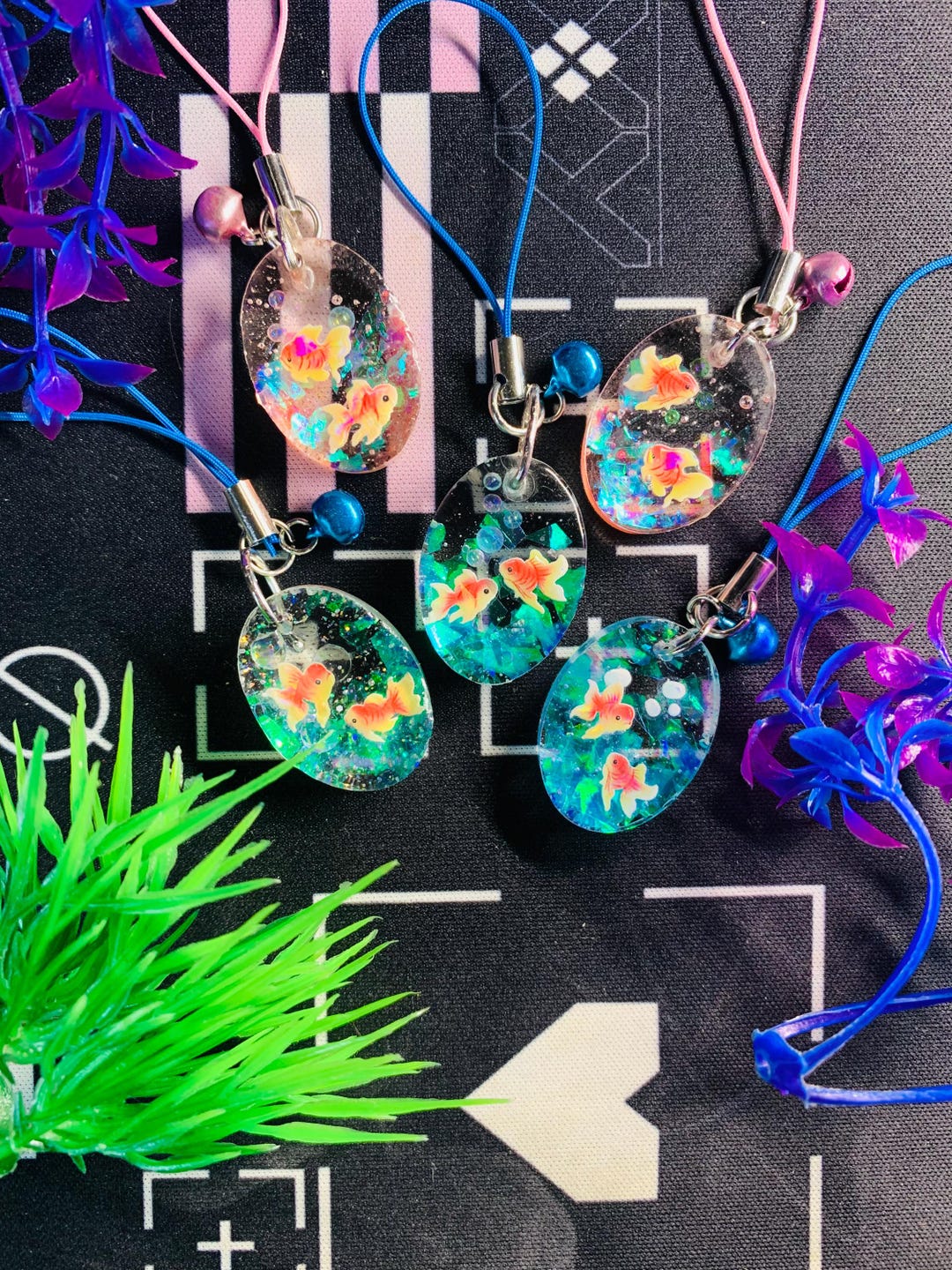 Mini Resin Pendent Goldfish Keychain / Phone Charm - Etsy