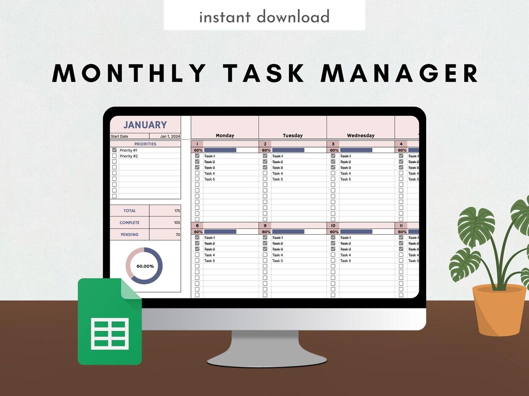 2024 2025 Calendar Spreadsheet Google Sheets Monthly Calendar to Do ...