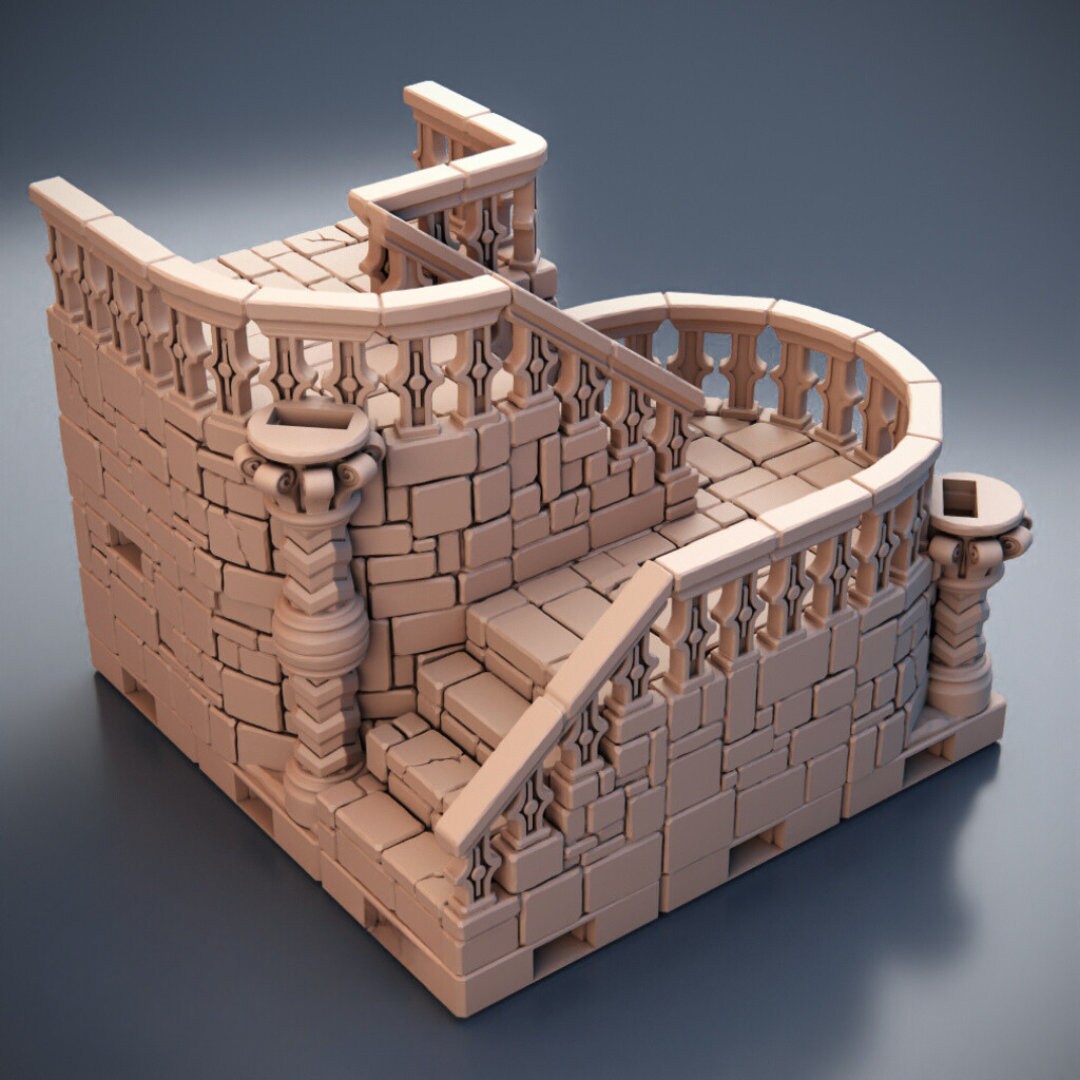 Stone Staircase for Dungeons and Dragons 3D Printed and Painted Model ...