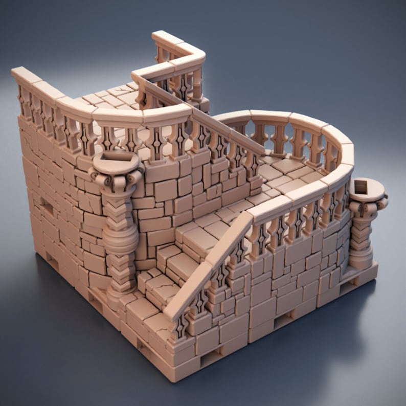 Stone Staircase for Dungeons and Dragons - 3D Printed and Painted Model ...