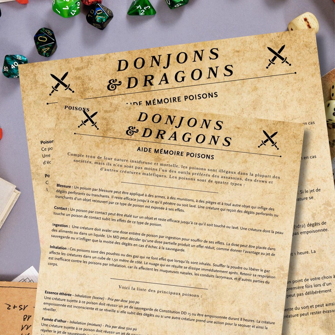 Poison Cheat Sheet for Dungeons and Dragons - Etsy