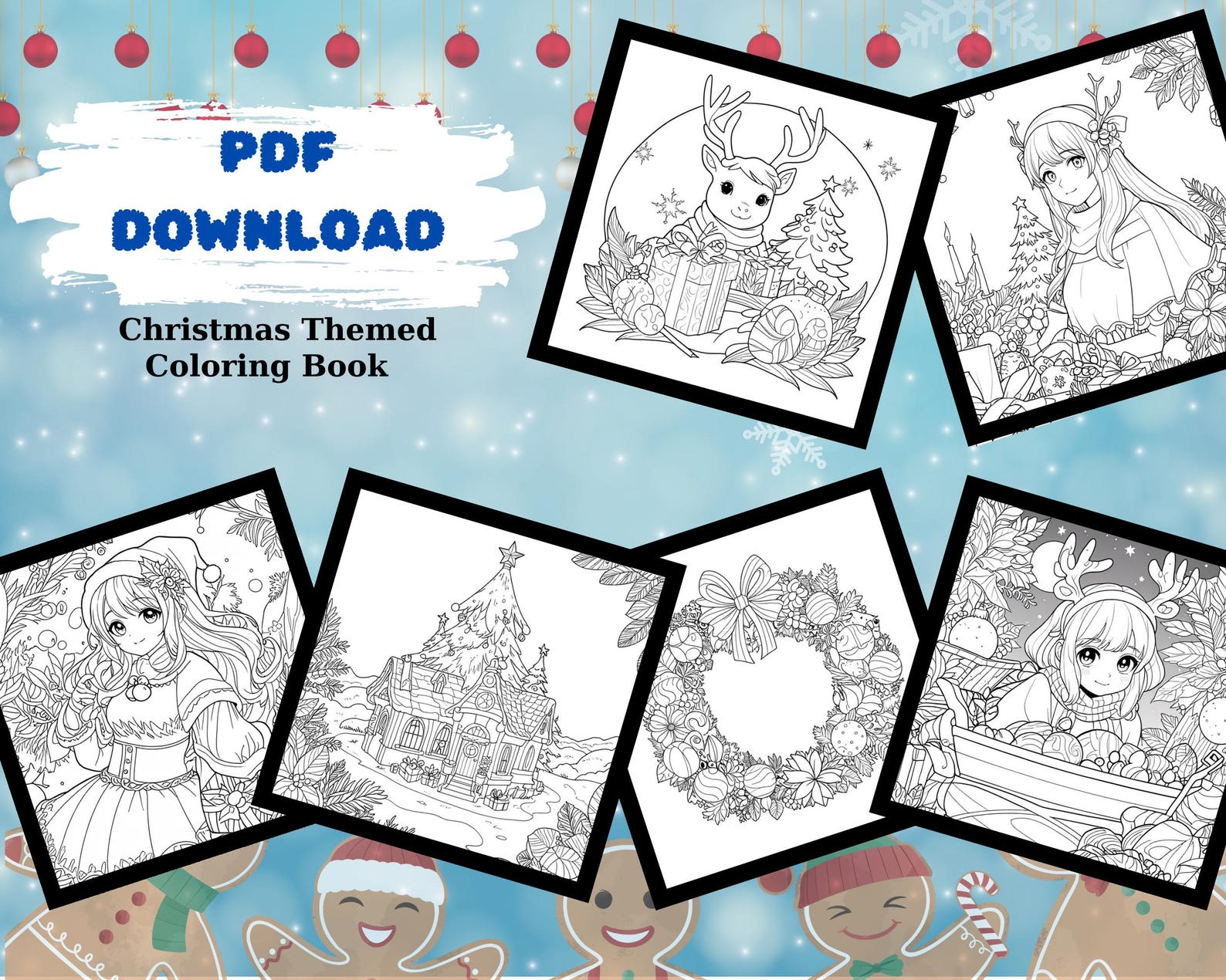 Christmas Themed Coloring Book - Etsy