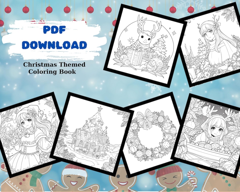 Christmas Themed Coloring Book - Etsy