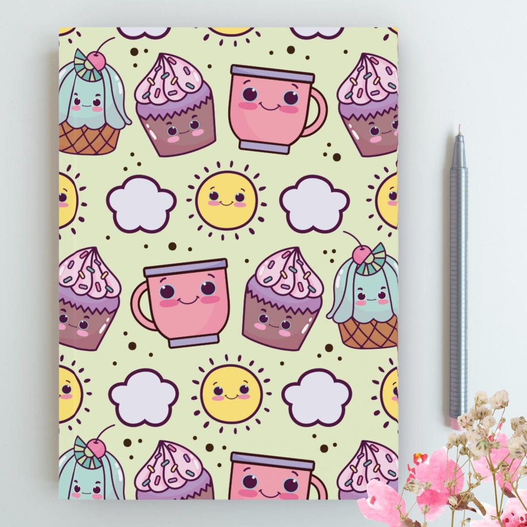 Cute Kawaii Journal Notebook Cute Girl Kawaii Notebook, Hard Covered ...