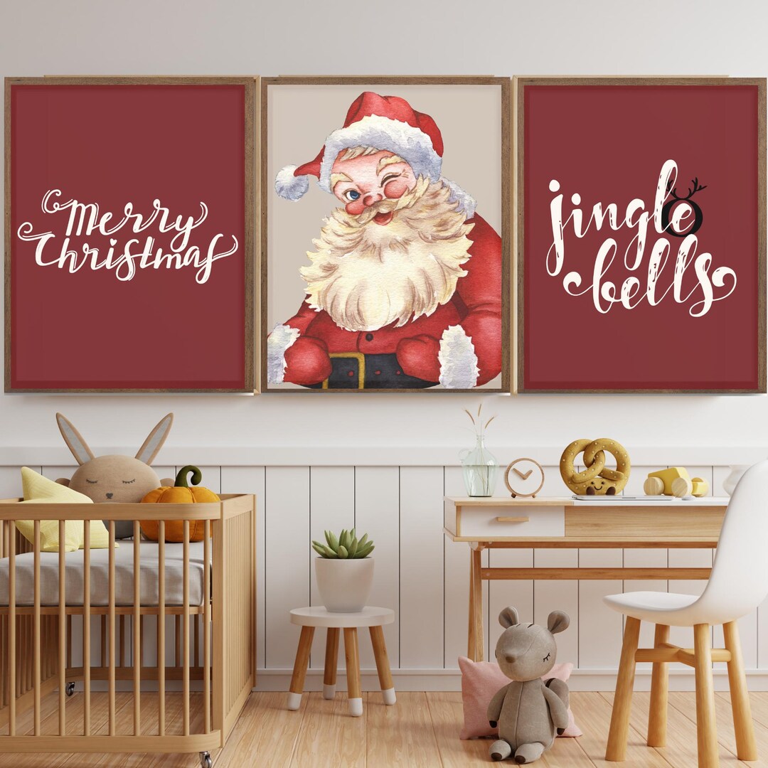 Christmas Printable Wall Art Christmas Prints Set of 3 Vintage ...