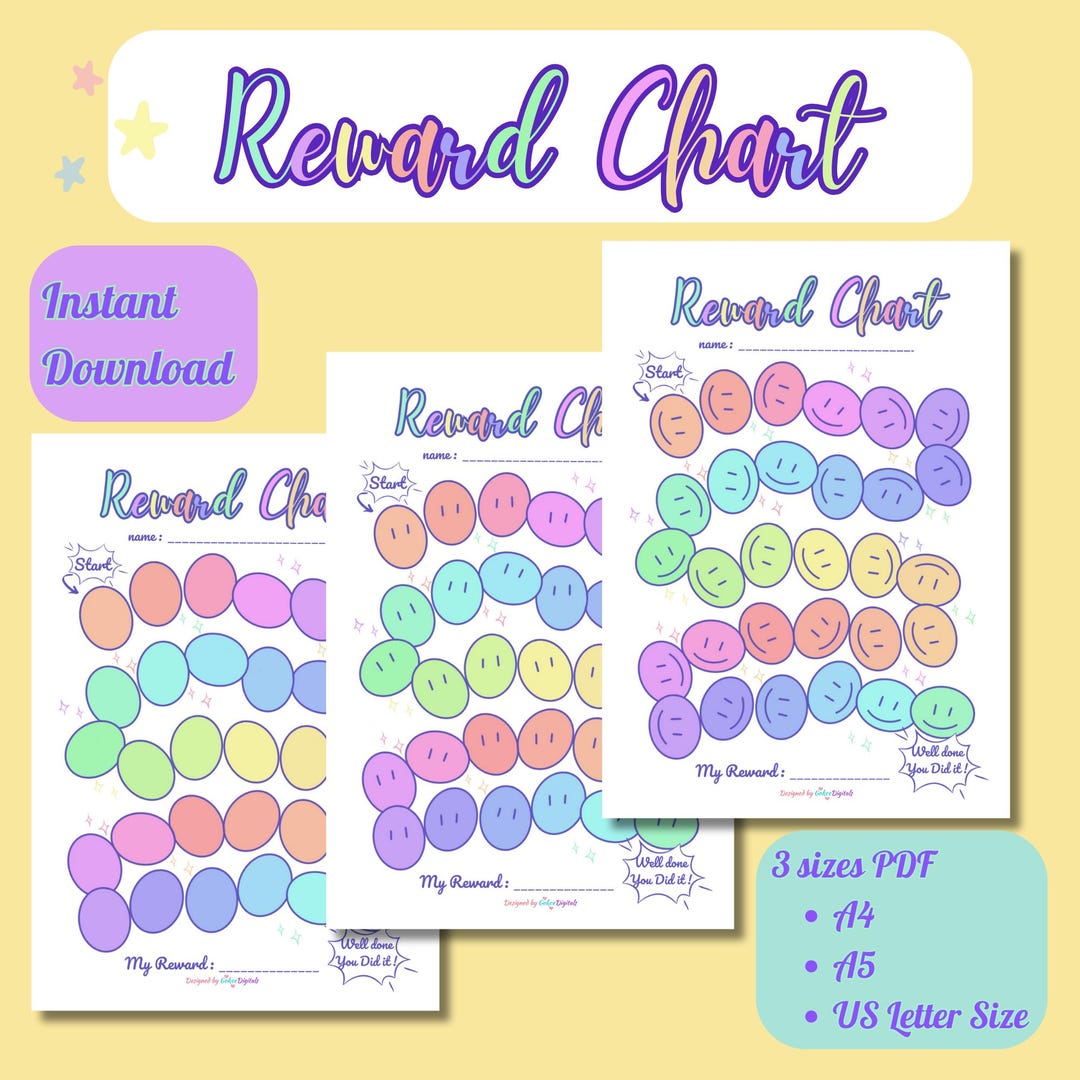 Printable Reward Chart, Kids Reward Chart Printable, Digital Download ...