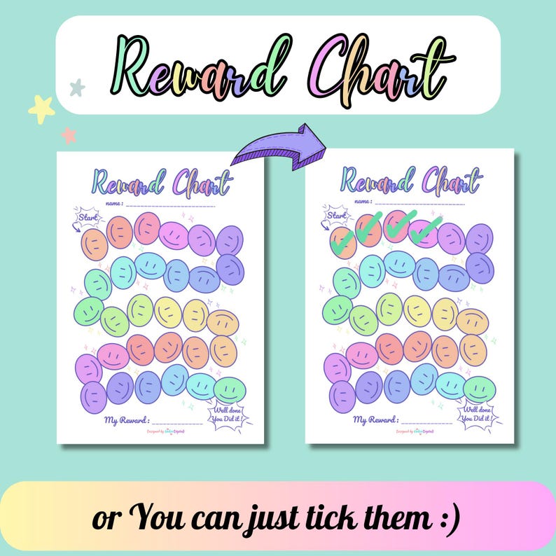 Printable Reward Chart, Kids Reward Chart Printable, Digital Download ...