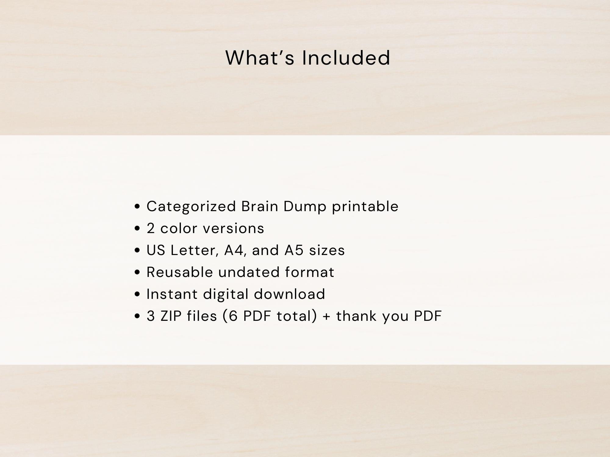 Categorized Brain Dump Printable | Task Organizer | to Do List Planner ...