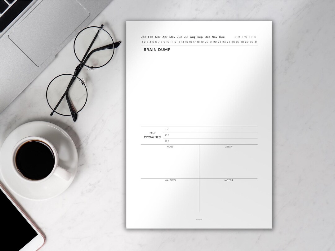 Work Brain Dump Planner | Professional Daily Productivity Sheet, Task ...