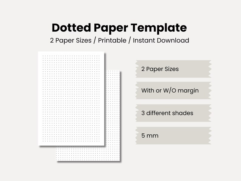 5mm Dot Grid Paper | A4 A5 Printable Planner Insert (digital Download ...