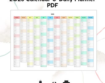 Printable 2025 Year View Calendar - Etsy
