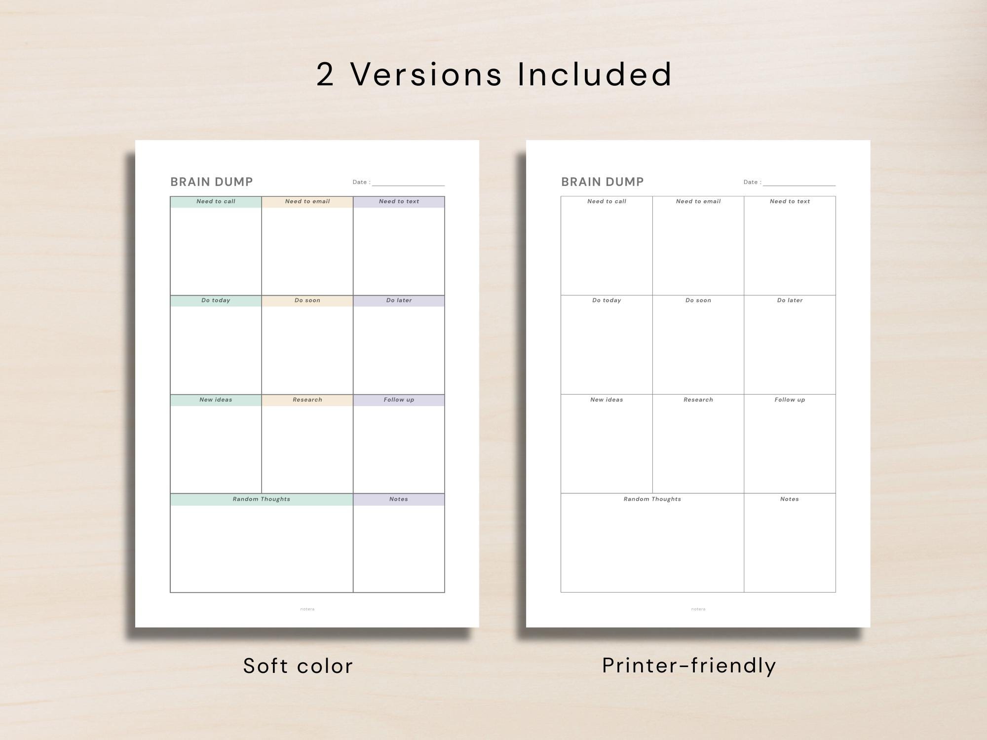 Categorized Brain Dump Printable | Task Organizer | to Do List Planner ...