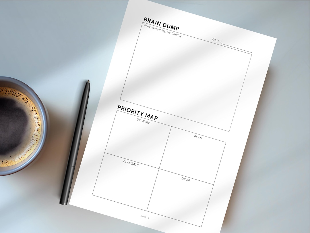 Brain Dump Eisenhower Matrix Printable | Minimalist Priority Planner ...