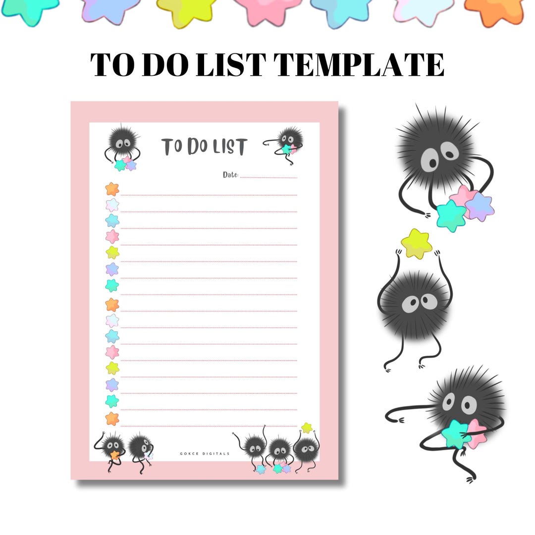 Spirited Away Cute Soot Sprite Daily to Do List Template, Studio Ghibli ...