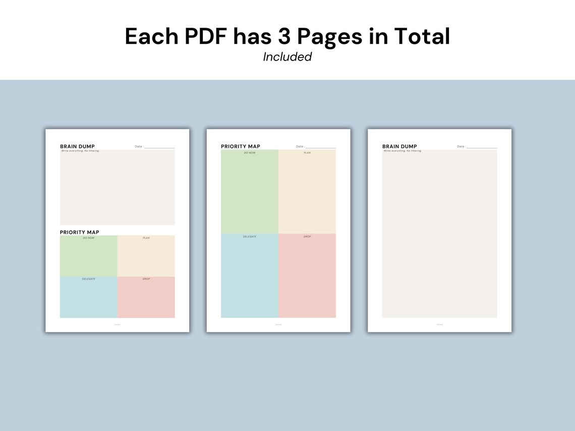 Brain Dump Printable | Mental Clarity Planner | Daily Focus Sheets (PDF ...