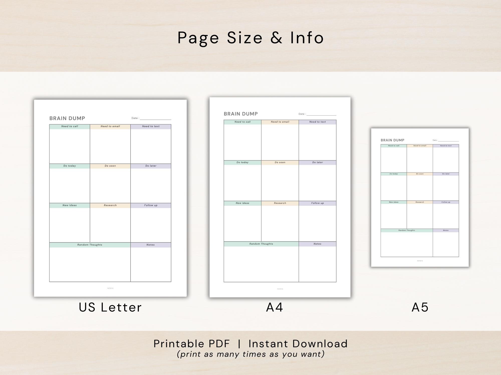 Categorized Brain Dump Printable | Task Organizer | to Do List Planner ...