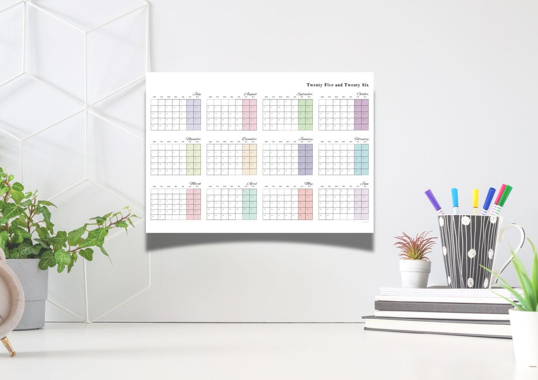 2025 2026 Midyear Planner Large Wall Calendars, Year at a Glance ...
