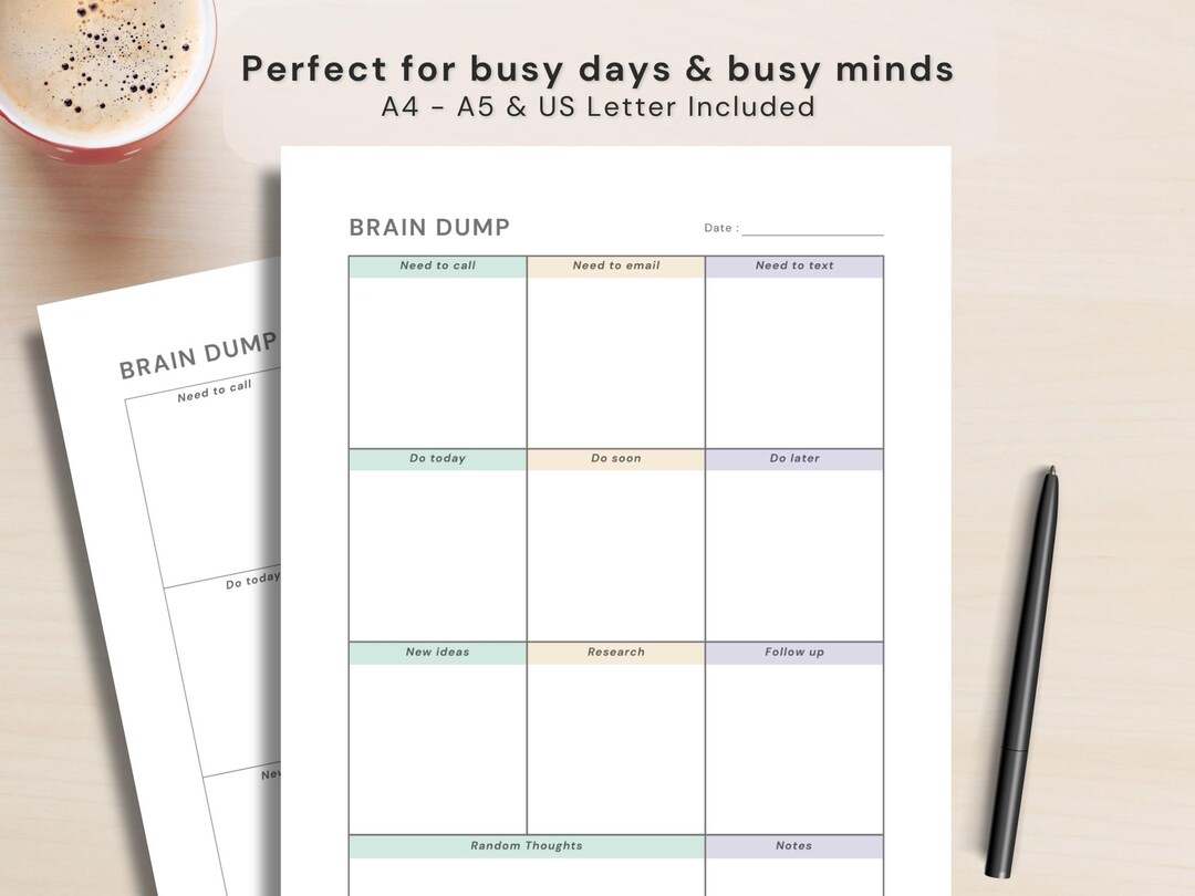 Categorized Brain Dump Printable | Task Organizer | to Do List Planner ...