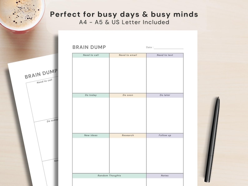 Categorized Brain Dump Printable | Task Organizer | to Do List Planner ...