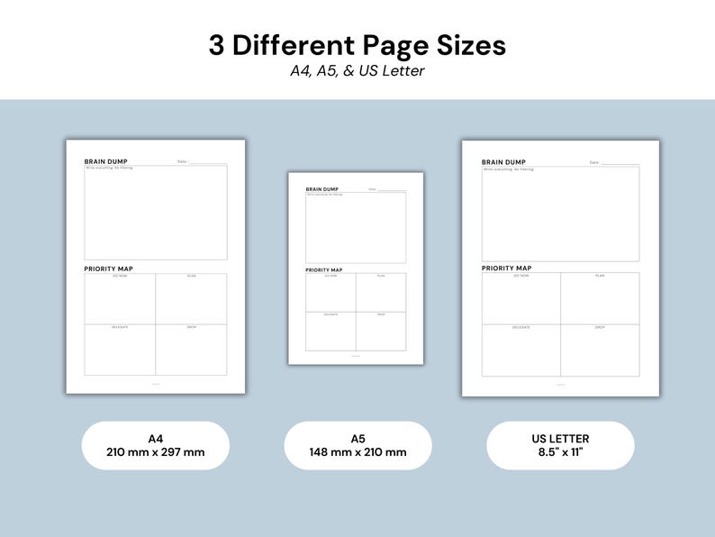Brain Dump Eisenhower Matrix Printable | Minimalist Priority Planner ...