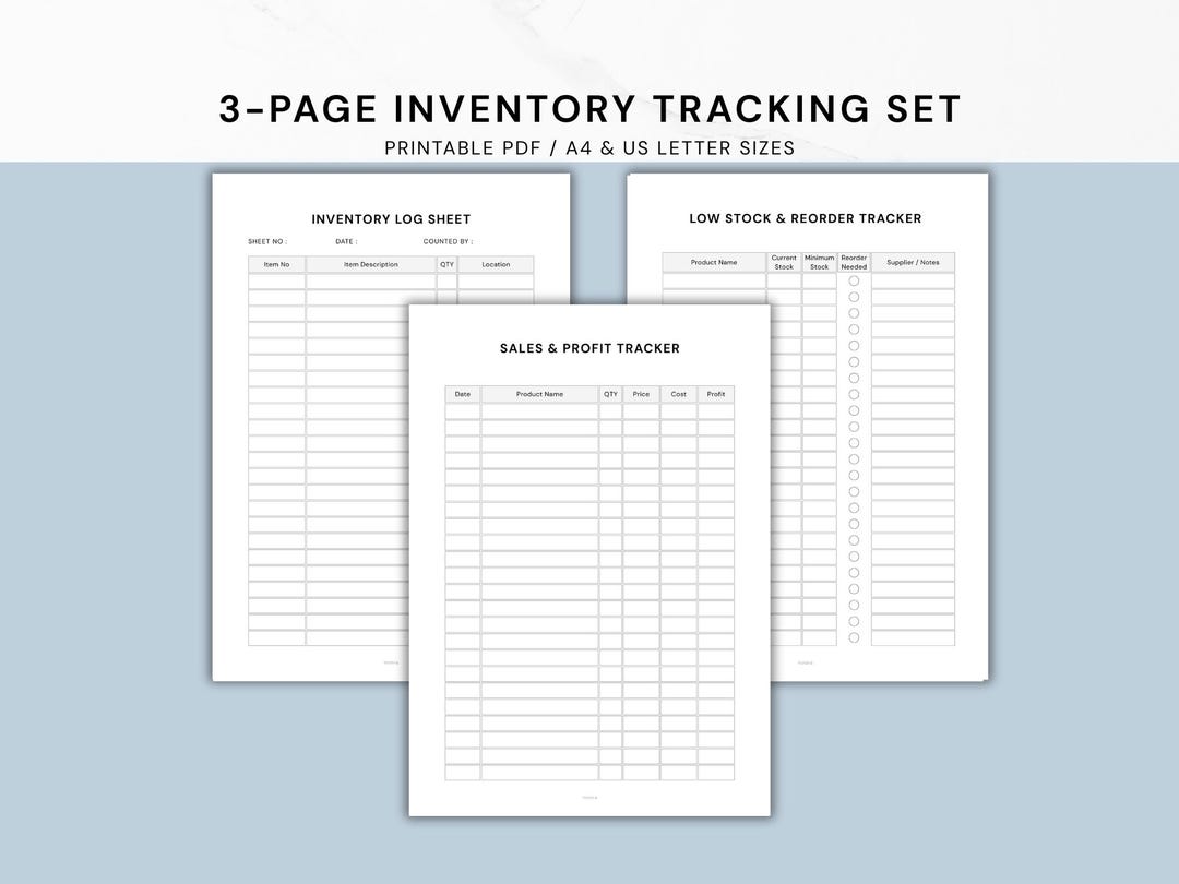 Inventory Tracker Printable Set, Inventory Log Sheet, Small Business ...
