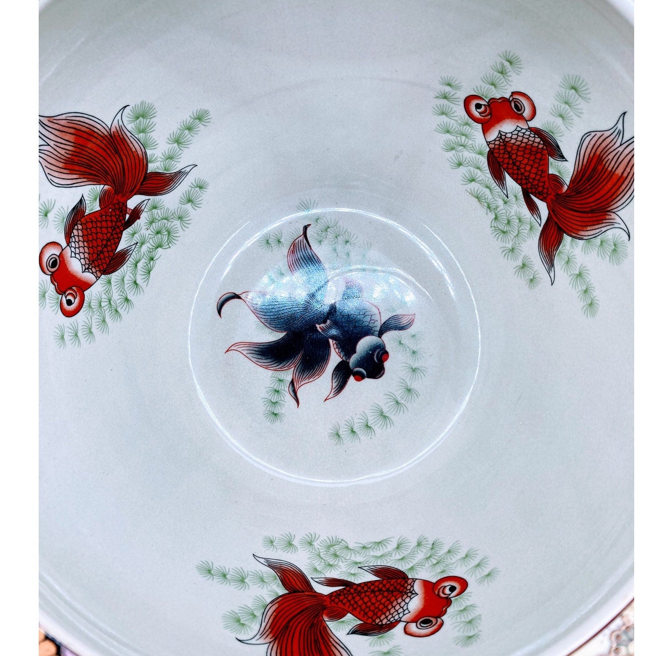 New England Pottery Koi Fish Bowl Imperial Butterflies Vintage Planter ...