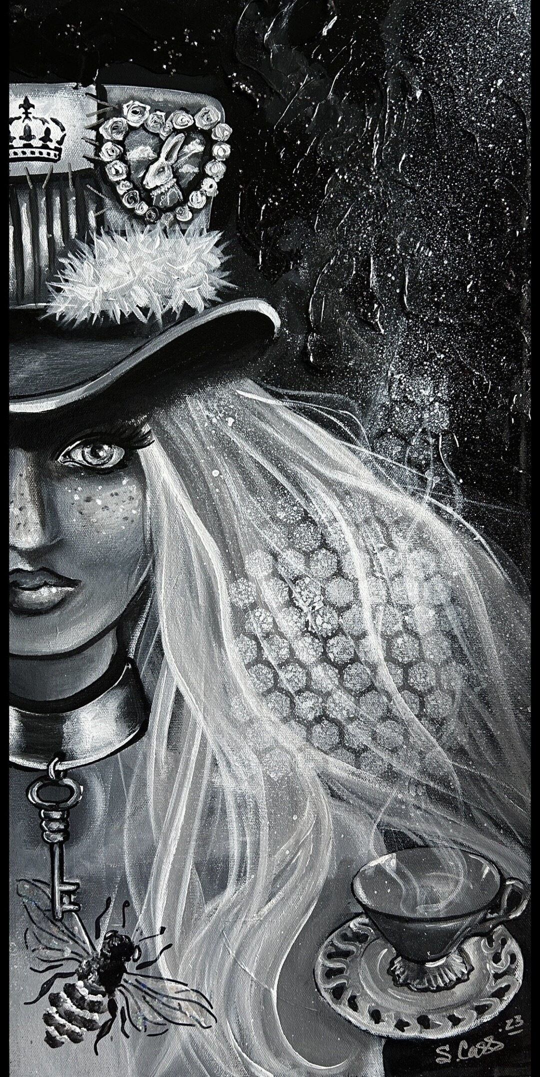 Honey Bee Tea Original Acrylic Painting by Shy Shaerie Art - Etsy