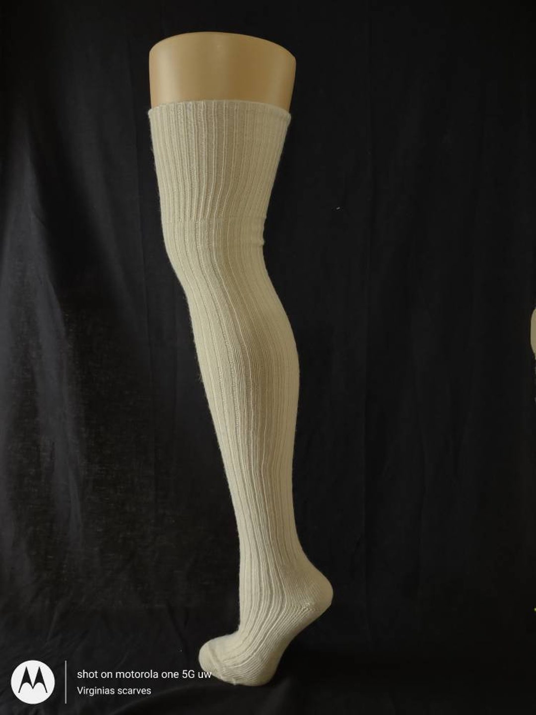 Wool Thigh High Vertical Ribbed Stockings in Winter White. They Can Be ...