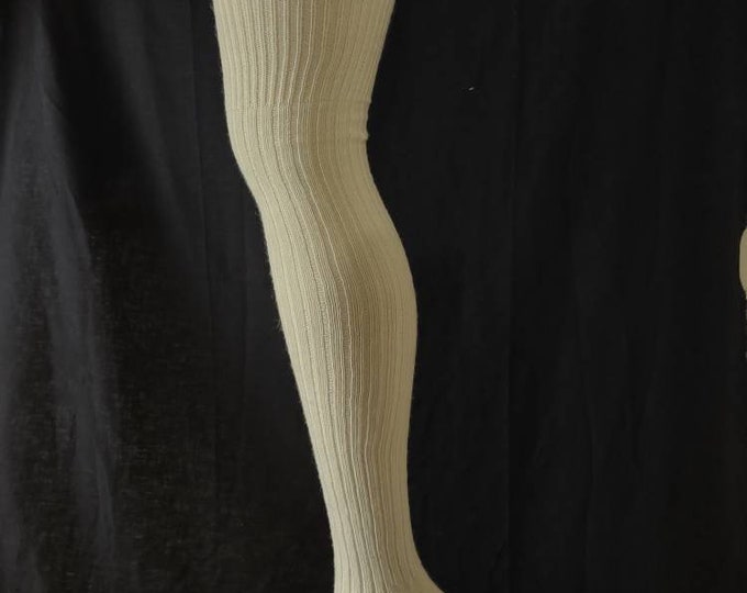 Wool Thigh High Vertical Ribbed Stockings in Winter White. They Can Be ...