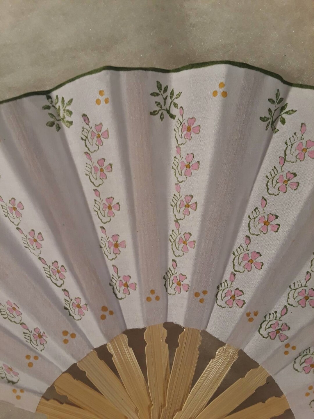 Hand Block Printed Cotton Fan: 9" Bamboo Tines, Hand Painted - Etsy