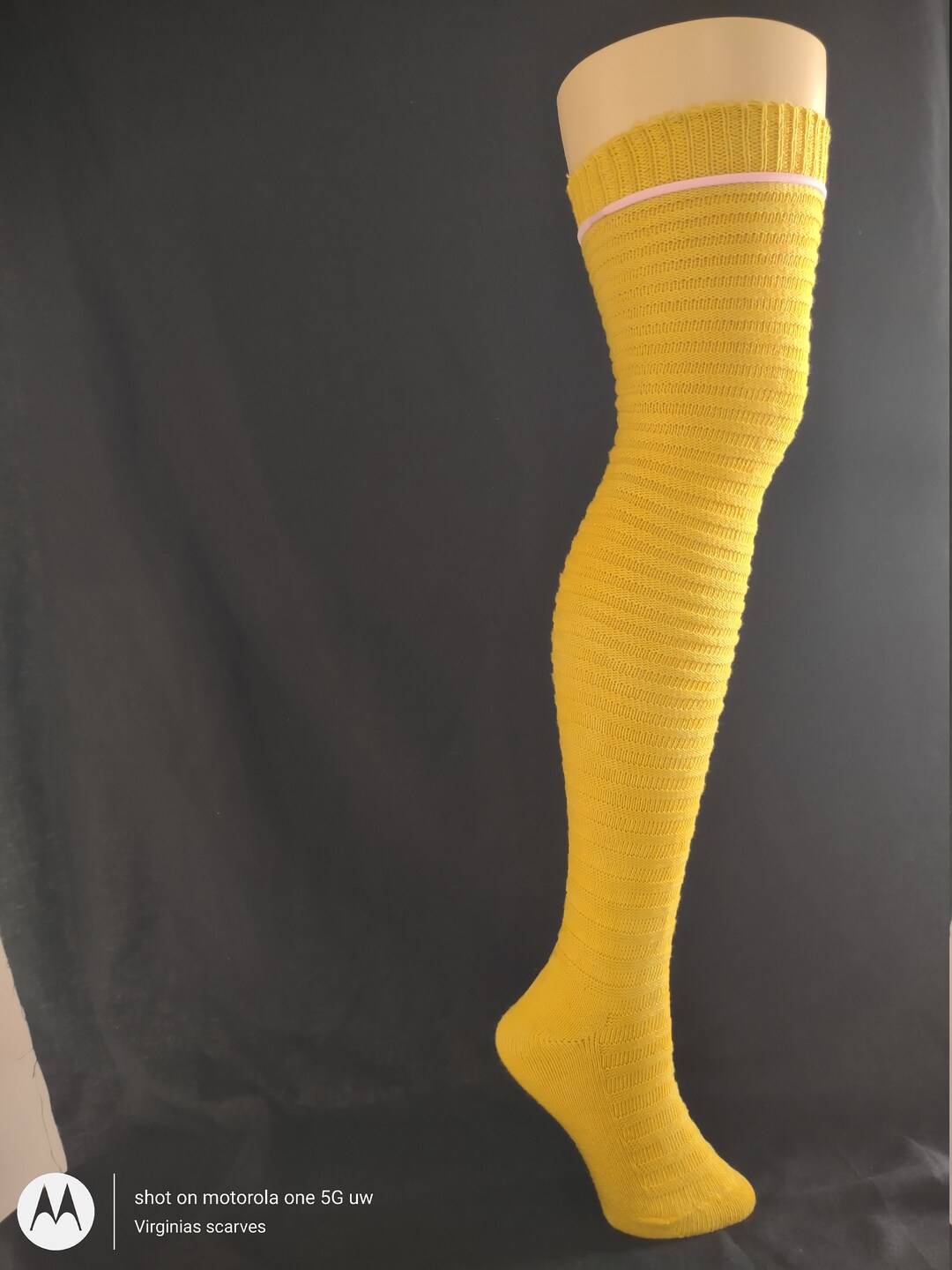 Stockings Horizontal Ribbed Thigh High Cotton Stockings 2 - Etsy