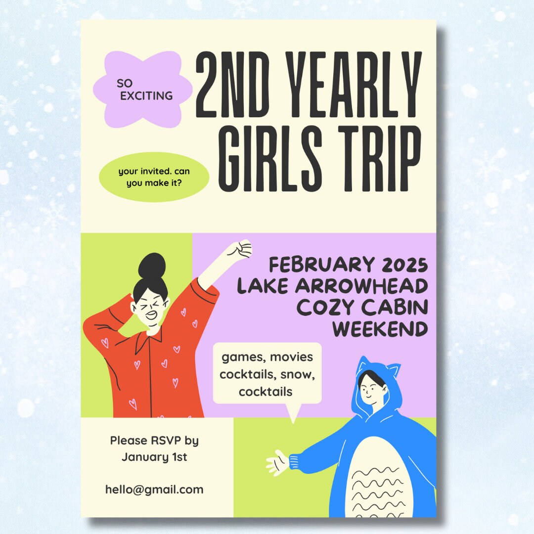 Girls Trip Invitation and Itinerary Template - Etsy